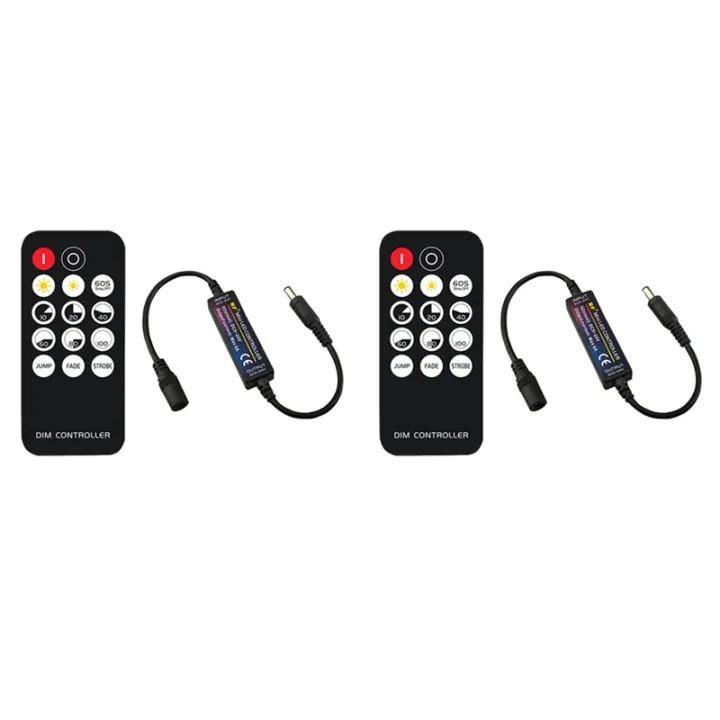 2X RF Remote Controller LED Dimmer DC5V-24V Brightness Adjustment 14 ...
