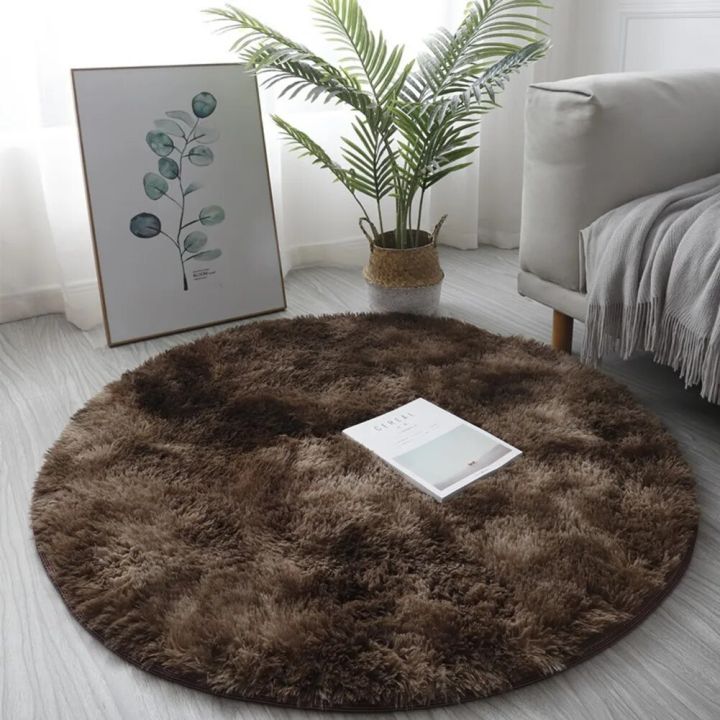 Round Shaggy Rug Living Room Bedroom Carpet Mat Anti-Skid Coffee Table ...