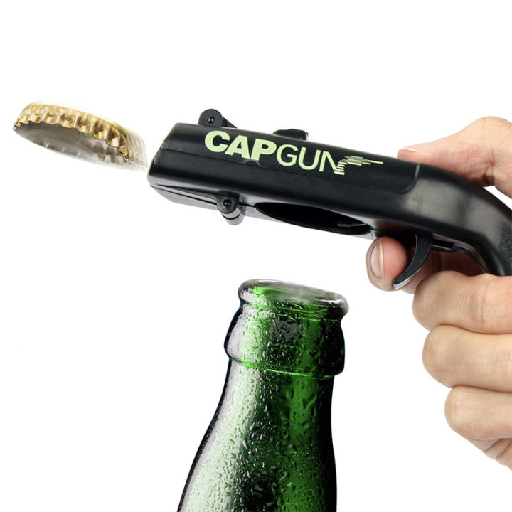 【HOT】 Portable Cap Gun Creative Flying Cap Launcher Bottle Beer Opener ...