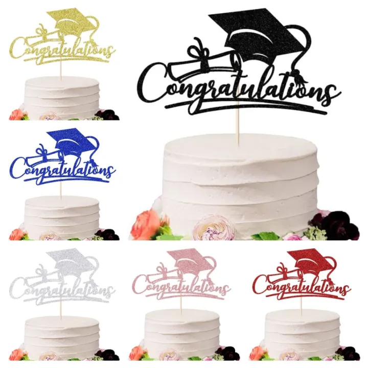 New 2024 Congratulations Cake Toppers Bachelor Cap Acrylic Congrats ...