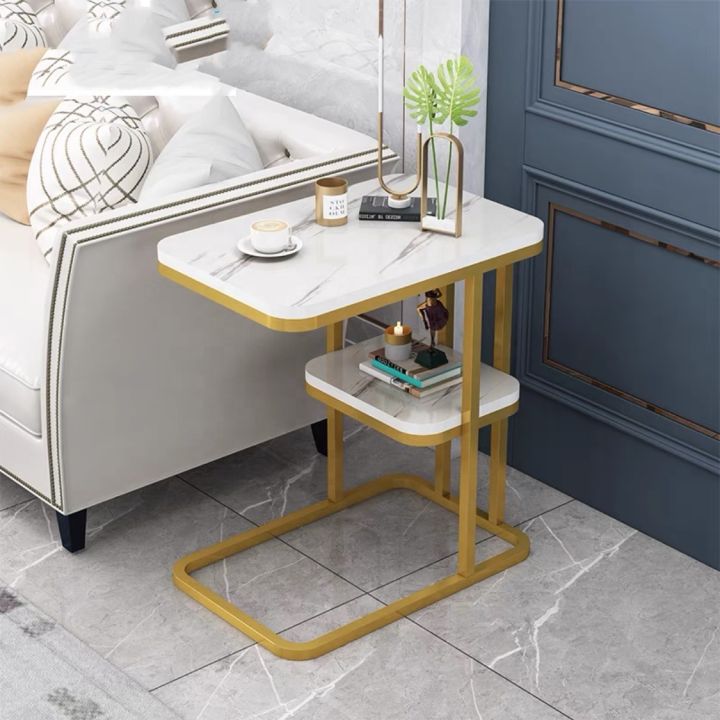 Living room modern rectangle side table white marble console table ...