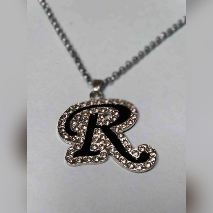 Silver Stainless R Alphabet Locket with Chain For Girls & - Jewellery ...
