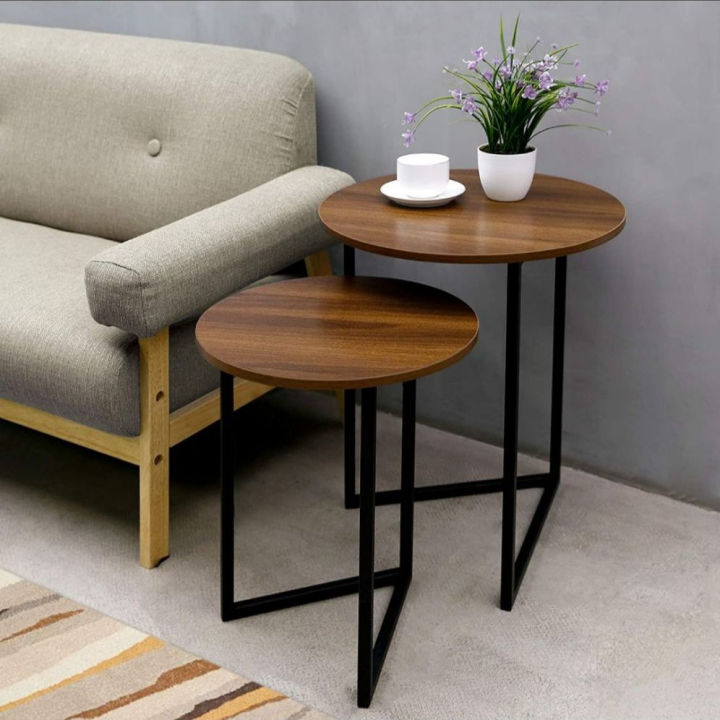 HomeBliss Modern Minimalistic Nesting Table Set with V Shape Metal ...