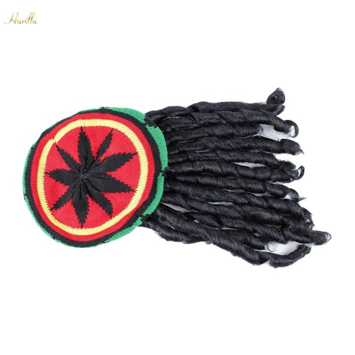 Rasta Hat with Black Dreadlocks Knitted Hat Braid for Bar Rave ...