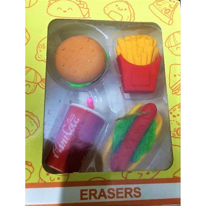 Pack of 3D Take Apart 4 Fast Food Puzzle Erasers Classroom Reward Desk ...