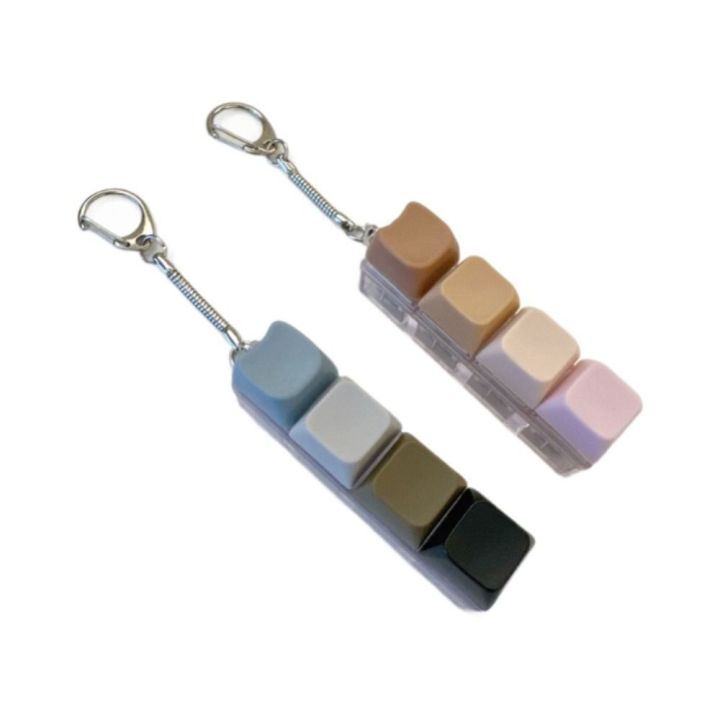 New 4 Keys Pinch Toy Keys Button DIY Keyboard Fidget Keychain Pass The ...