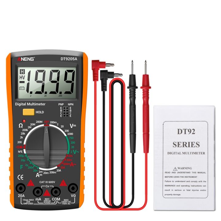 DT9205A Digital Multimeter AC/DC Transistor Tester Electrical NCV Test ...