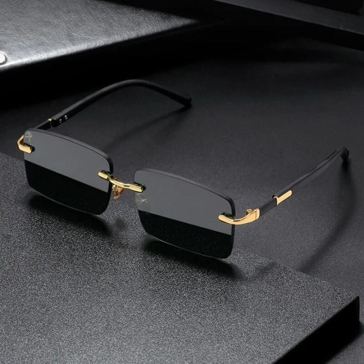 Retro Sunglasses Men Brand Designer Fashion Rimless Sun Glasses Shades 5851