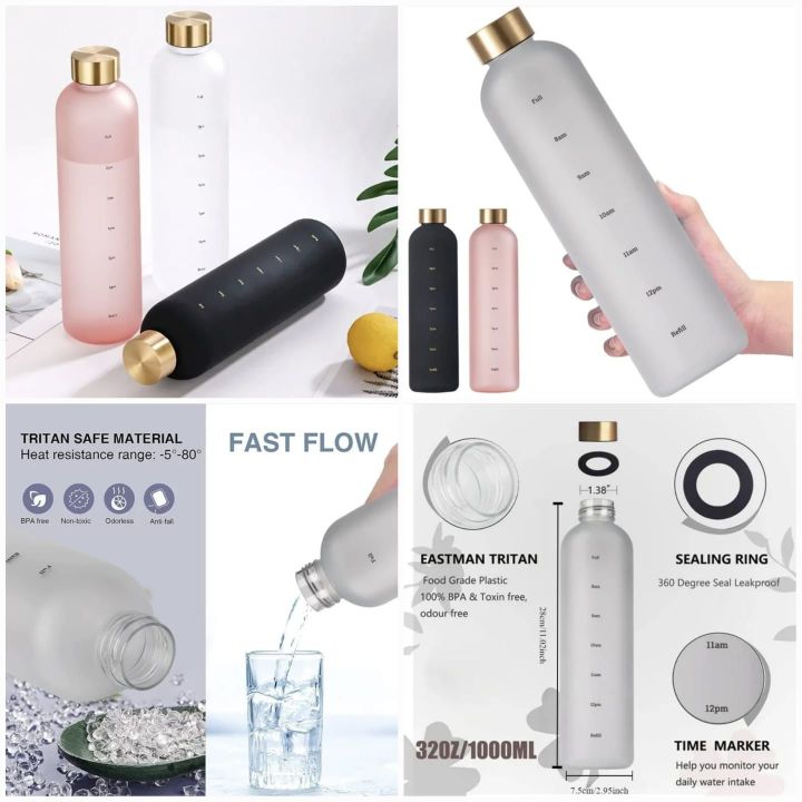 Golden Top Timer Water Bottle – BPA-Free Sports & Gym Bottle with Time ...