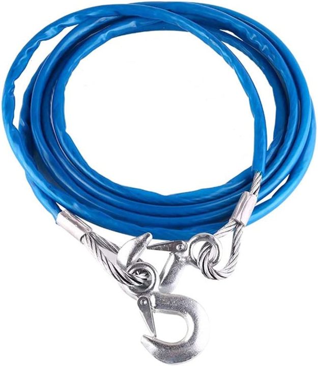Heavy Duty Car Tow Cable Steel Towing Cable with Hooks -4 Meter Long ...