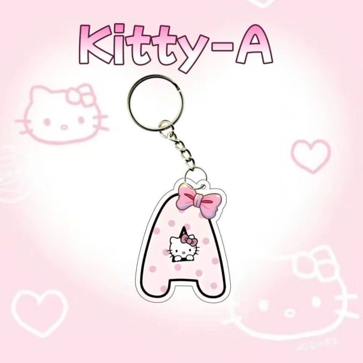 New Cartoon Key Chain English Letters Hello Kitty Bag Charm Universal ...