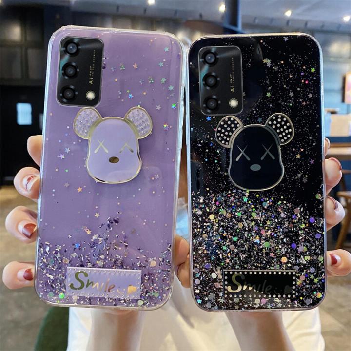 Phone Case OPPO A95 4G Shiny Ring Back Cover Glitter Soft Transparent ...