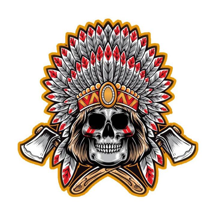 Female Tribal Tomahawk Eagle Feather Crest Skull Car Motorcycle Sticker ...
