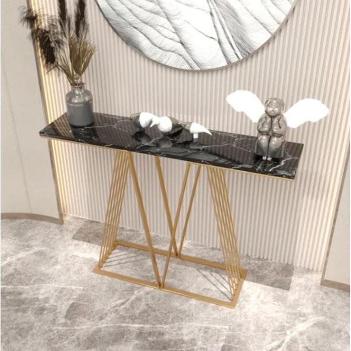 Modern Black Narrow Console Table with Marble Top | Daraz.pk