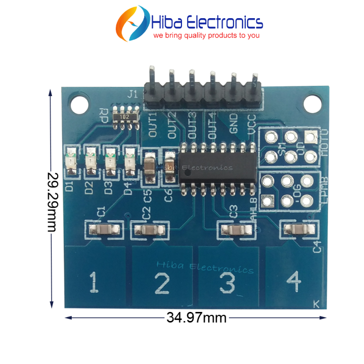 TTP224 4 Key Capacitive Touch Switch 4 Way/Channel 1x4 keypad Digital Touch Sensor Module Board ...
