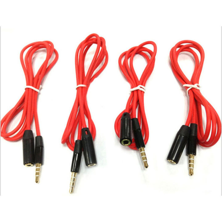 3.5mm 4 Pole Male to Female Earphone Headphone Audio Cable Adapter Mic ...