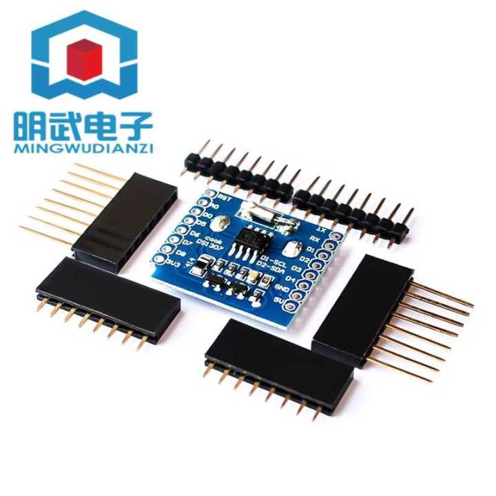 RTC DS1307 Real Time Clock + Battery - Protective Screen for WeMos D1 ...