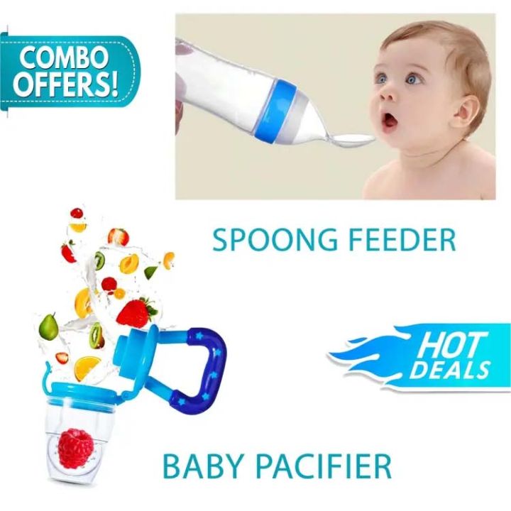 U&Z 1 Pacifier and Spoon Feeder Silicone Baby Feeding Spoon Food ...
