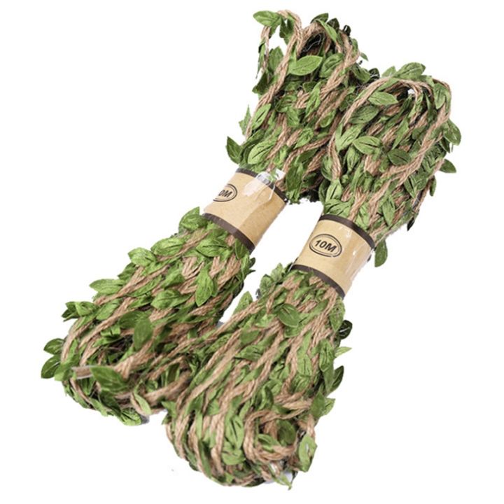 2PCS Artificial Vine Natural Hemp Rope Fake Green Ivy Leaves | Daraz.pk