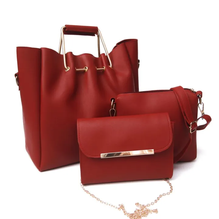 Double Phase Pu Leather Hand Bag Set | Daraz.pk