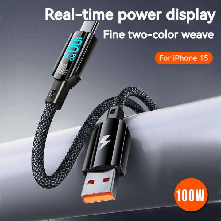 100W USB Type C Fast Charging Digital Display Data Cable High Power ...