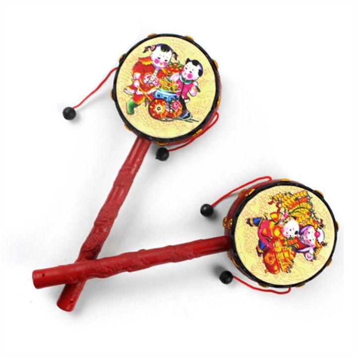 Kid Toy Traditional Style Spin Rattle Drum Chinese Fun Toys Monkey Drum ...