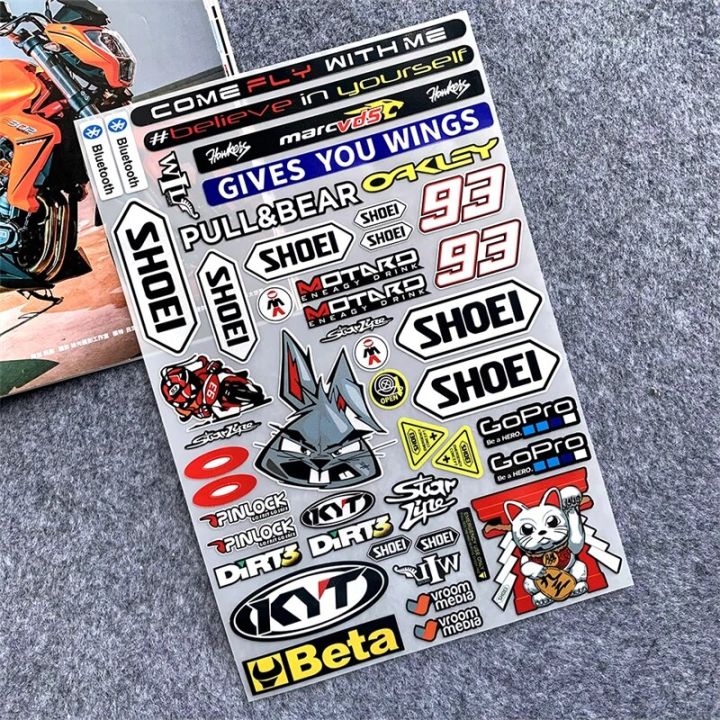 AGV/SHOEI Reflective Motorcycle Helmet Sticker Side Strip Body Decal ...