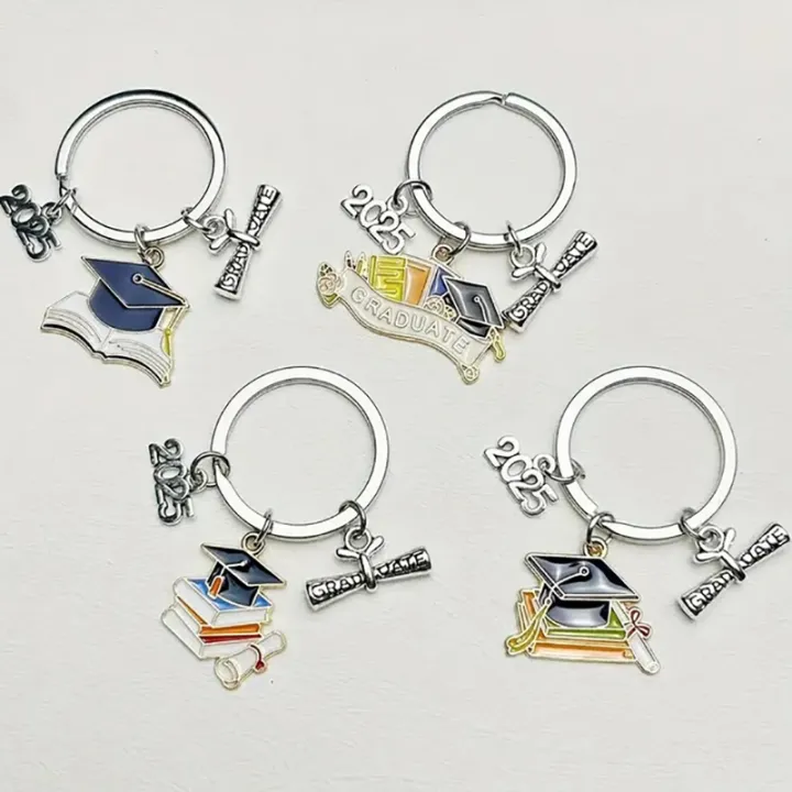 2025 Bachelor's Hat Book Hat Keychain Graduation Season Gift Keyring ...