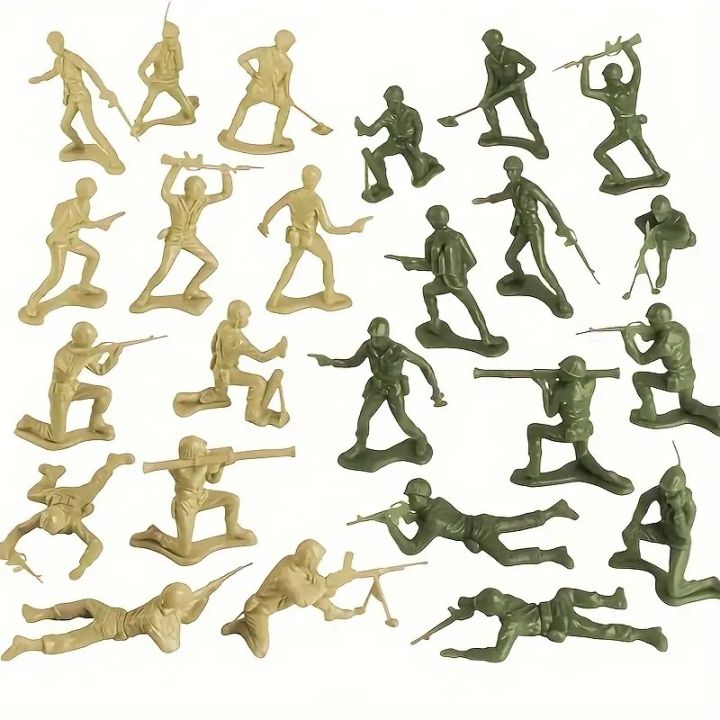 Pack of 30/50/100/200 Mini Plastic Army Soldier Toy Set – 4 Colors, 11 ...