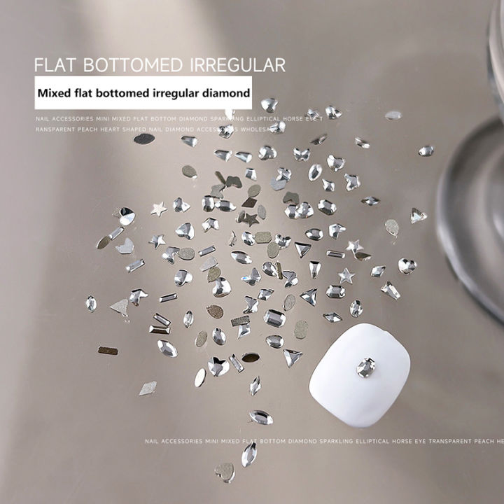 50Pcs Flat Bottom Special-Shaped Diamond White Crystal Rhinestone 3D ...