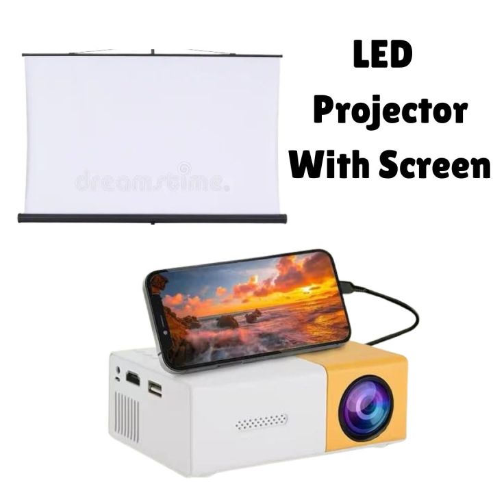 YG300 Mini Projector - LED Projector With Screen - Portable Pico Full ...