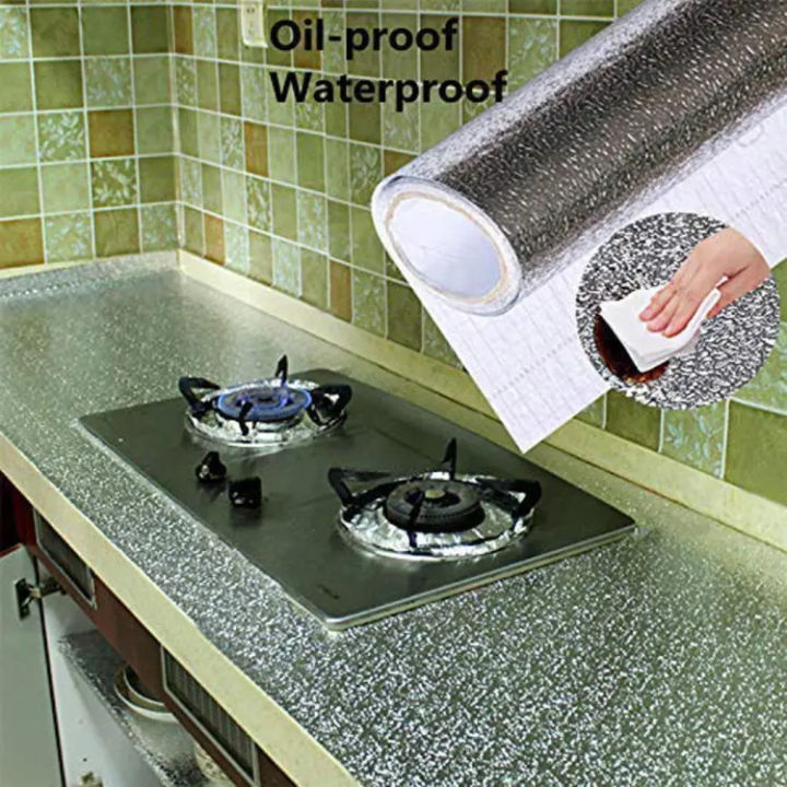 Self Adhesive Aluminium Foil Sticker Sheet Roll for Kitchen Silver ...