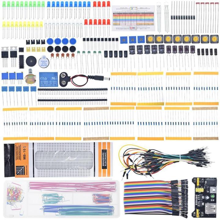 Electronics Component Super Kit with Jumper Wires,Color Led,Resistors ...