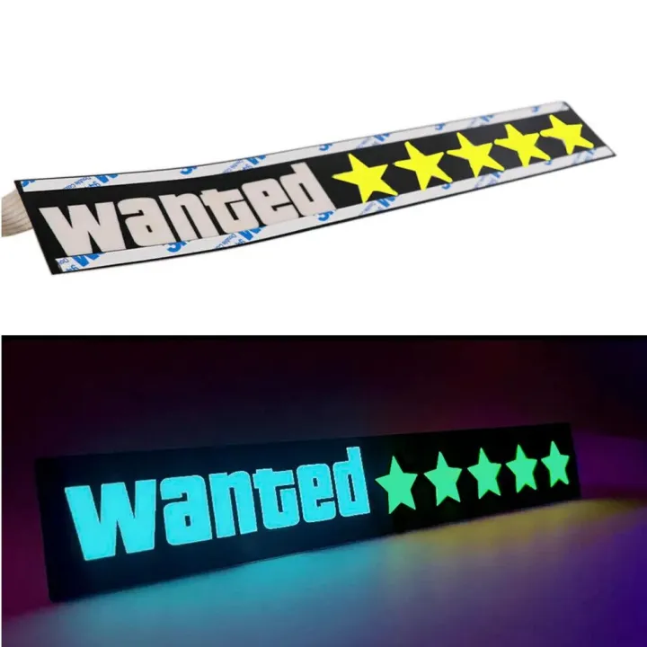 WANTED LED Car Window Sticker Windshield Electric Safety Decal ...