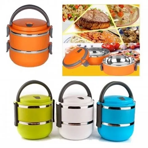 2 Layer Lunch Box Picnic Food Container Tiffin Hot Box Vaccum Insulated ...