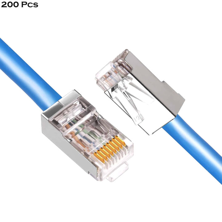 200 Pcs RJ45 CAT6 Pass Through And Foldable Shrapnel Design Ethernet ...