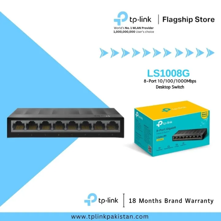 TP-Link LS1008G 8-Port Gigabit Unmanaged Ethernet Switch – Plug & Play ...