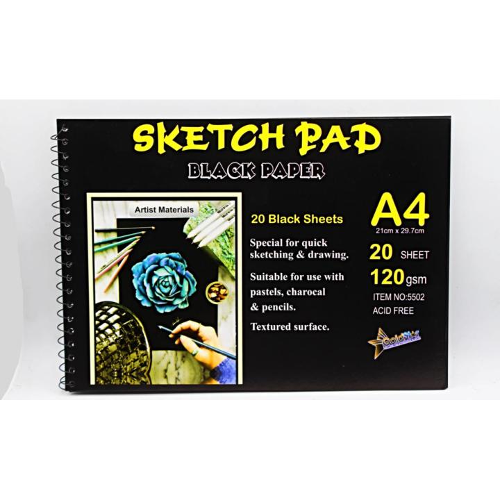 20 Sheets Artist Sketchpad Black Paper A4 Size Suitable For Use With ...