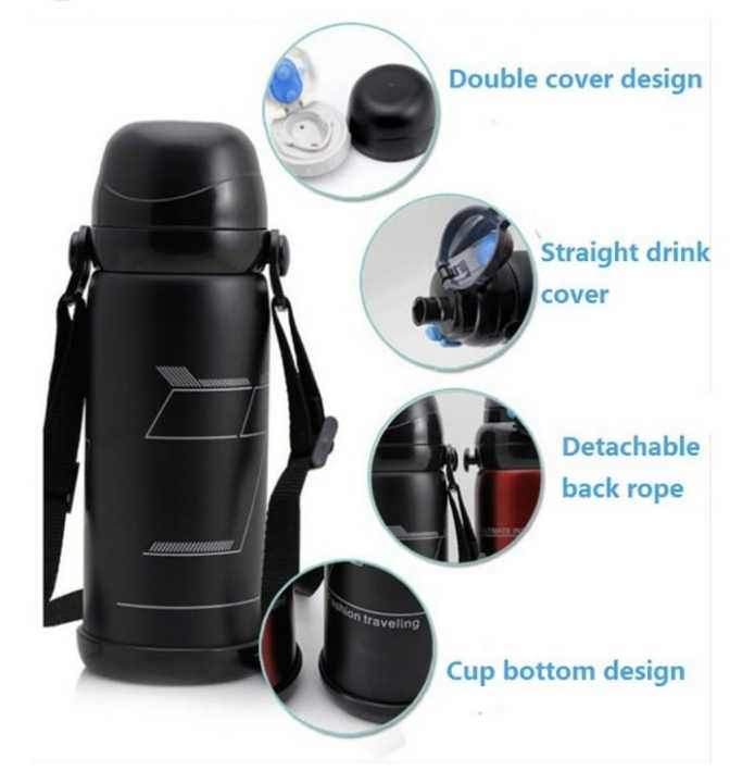 Portable Outdoor Sports Thermos- Stainless Steel Hot & Cold Bottle ...
