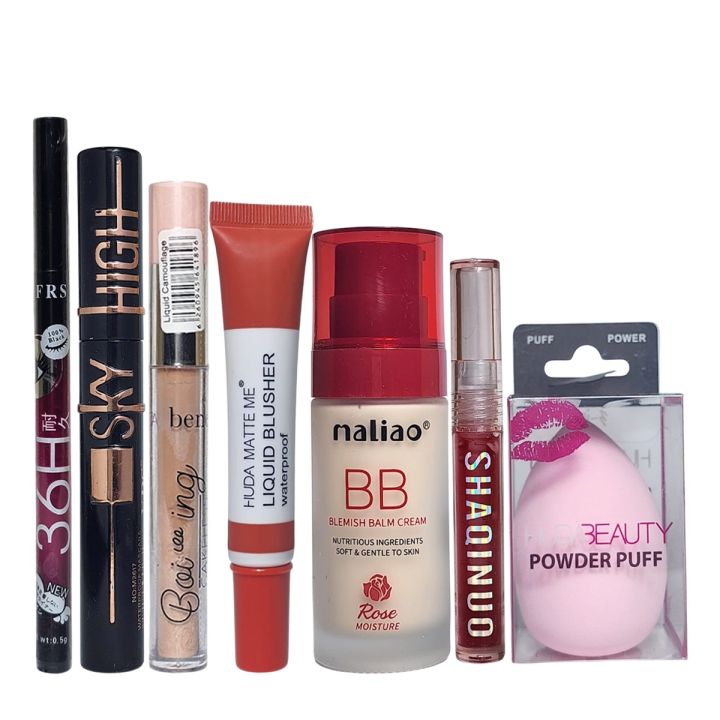7 in1 Makeup Combo Set – Mascara, Eyeliner, concealer , Liquid Blusher ...
