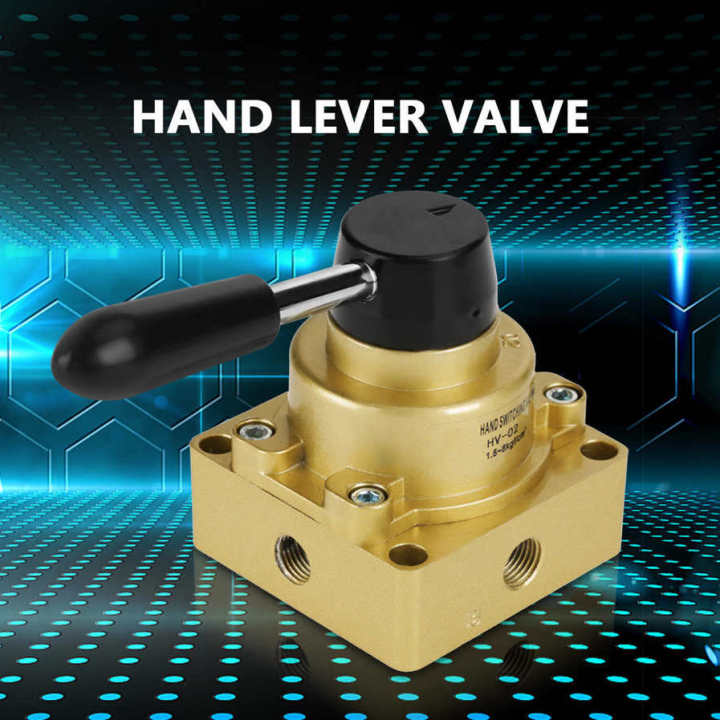 HV-02 PT 1/4" Port 3 Positions 4 Way Air Pneumatic Hand Lever Switching ...