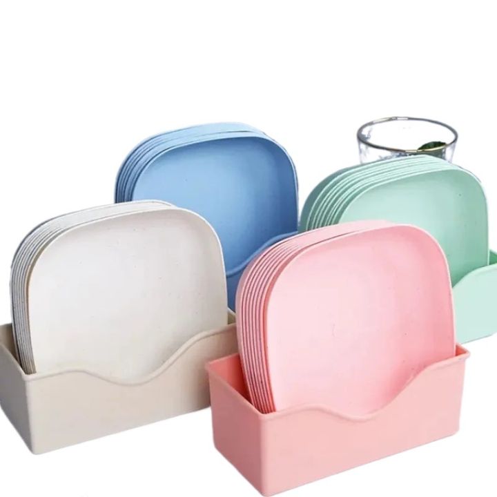 Plates set | 10 Plates with Stand | Square Plates | 10 Plates with ...