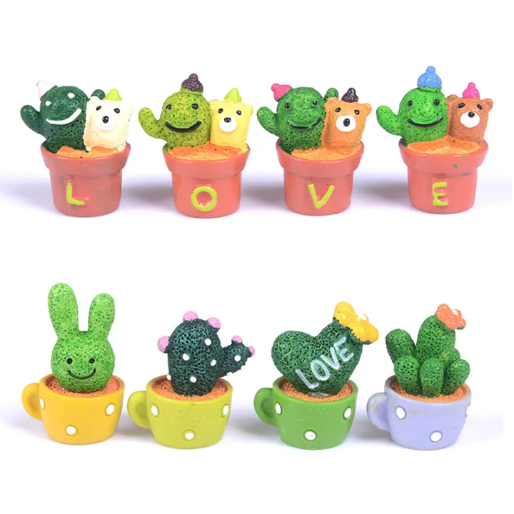 miniature diy cactus pot ornamental fairy garden ornament decor craft ...