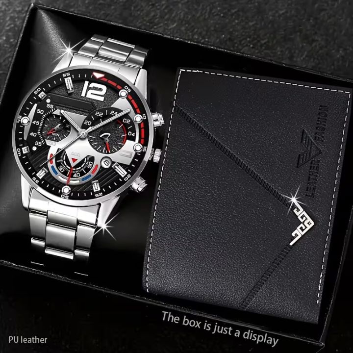 2PCS Men’s Quartz Watch + Wallet Combo | Luxury Analog Wrist Watches ...