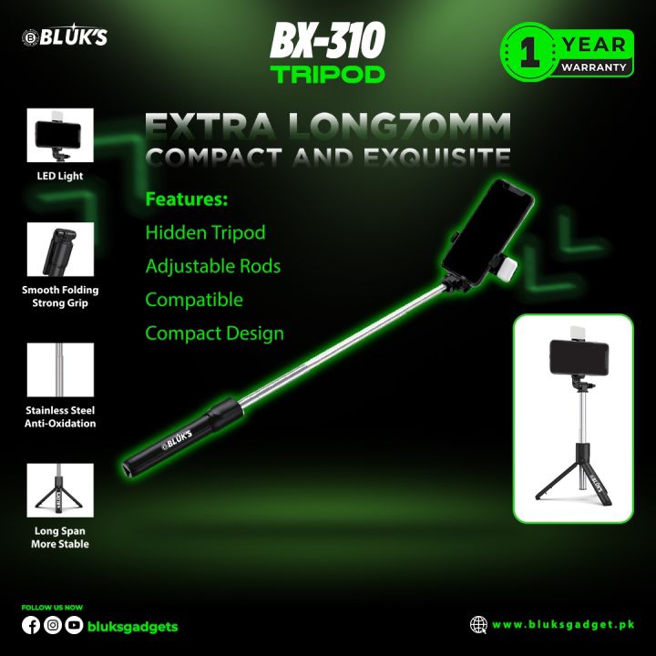 SELFIE STICK | BX-310 | Extra Long 700mm Selfie Stick + Tripod Stand ...