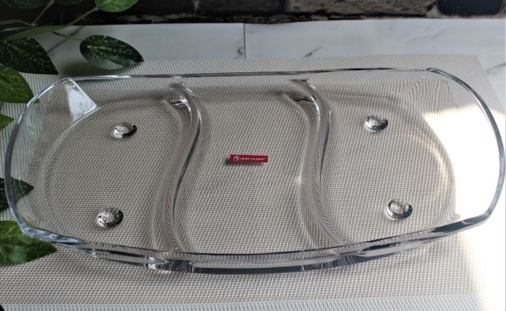 Mono Rectangular Oval Dish Transparent Glass Serving Tray With ...
