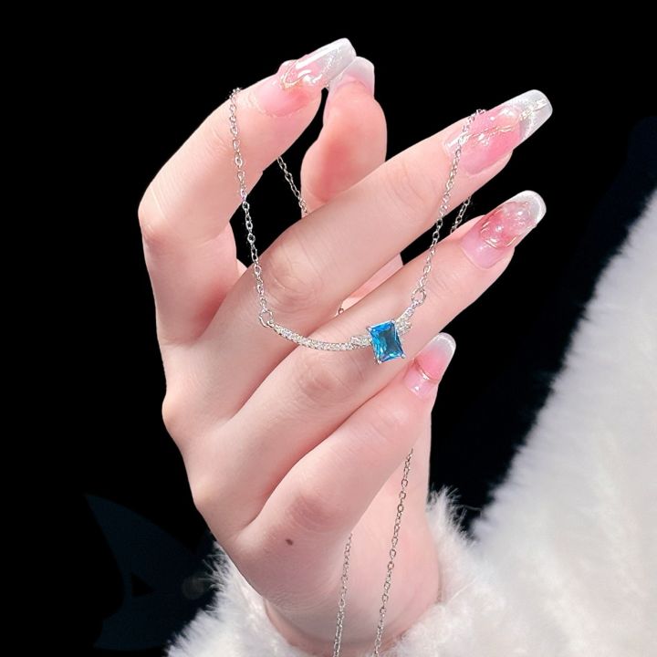 Youbo Smiling Sugar Cube Royal Blue Necklace for Women 2025 Light ...