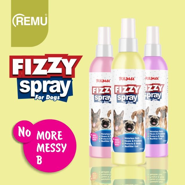 Remu - Fizzy Spray For Dog - Waterless or Dry Bath For Your Dog - 200 ...