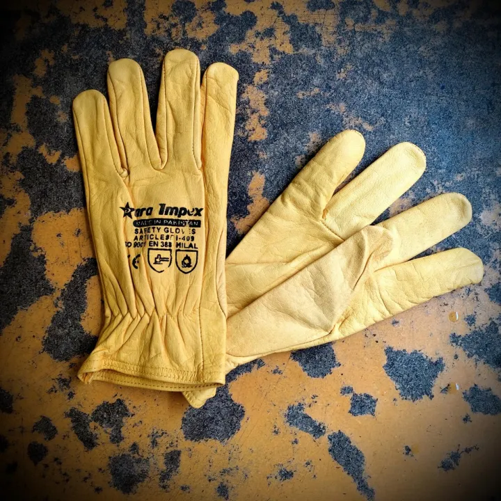 Driver Leather Gloves 10" (Yellow) | Daraz.pk