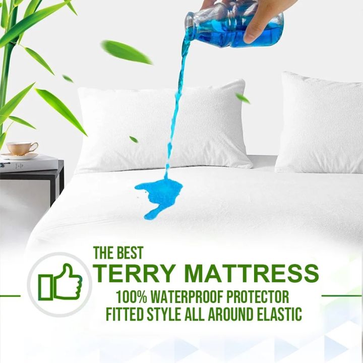 Waterproof Mattress Protector Premium Terry Mattress Cover, Breathable ...